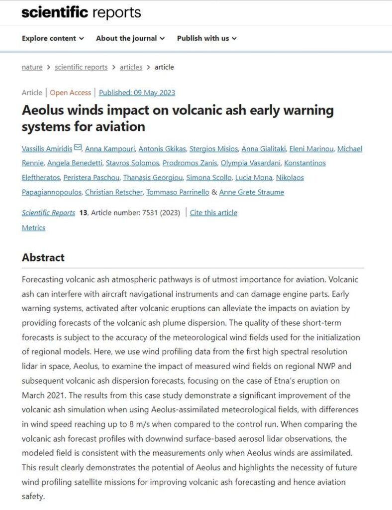 Νέο άρθρο της NOA - ReACT στο Nature scientific reports! Παρουσιάζεται το σύστημα έγκαιρης ...